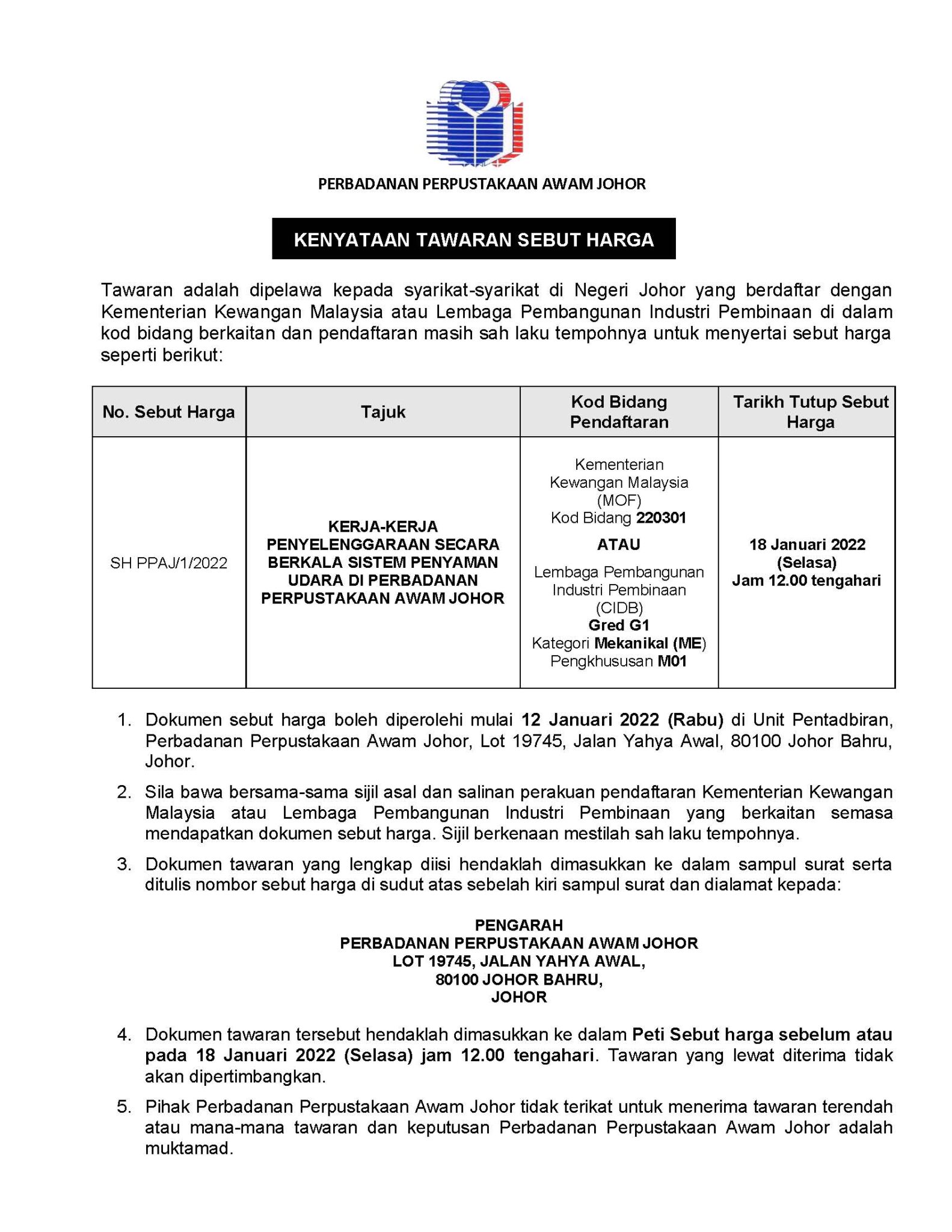 Sebutharga – Portal Rasmi Perbadanan Perpustakaan Awam Johor